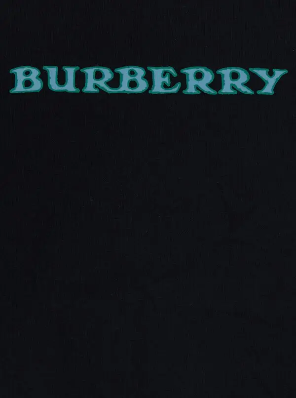 Burberry Ryan' Black Tshirt With Logo On The Front And Maxi Logo On The Back In Cotton For - Multicolor