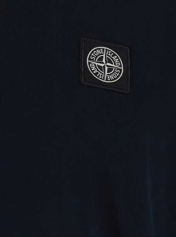 Stone Island Blue Crew Neck T-shirt With Logo Patch On The Front In Cotton For - Multicolor