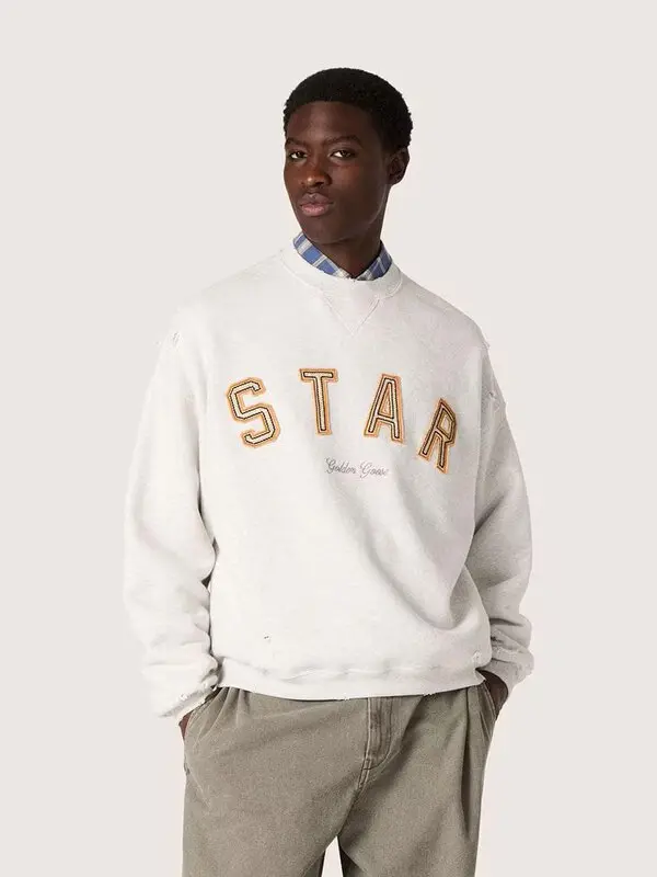 GOLDEN GOOSE Melange Cotton Star Sweatshirt - Gray