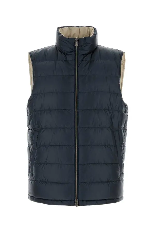 Herno Navy Nylon Sleeveless Down Jacket