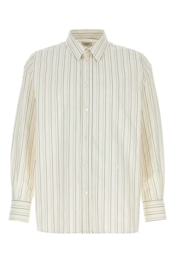 Saint Laurent Embroidered Cotton Shirt - Gray