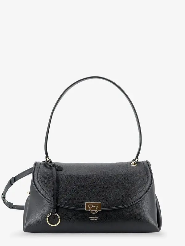 FERRAGAMO Leather Shoulder Bag With Gancini Detail - Multicolor