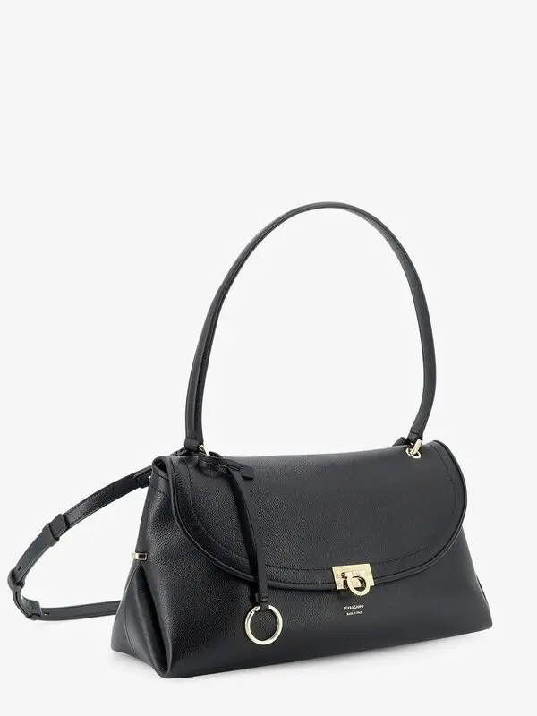 FERRAGAMO Leather Shoulder Bag With Gancini Detail - Multicolor