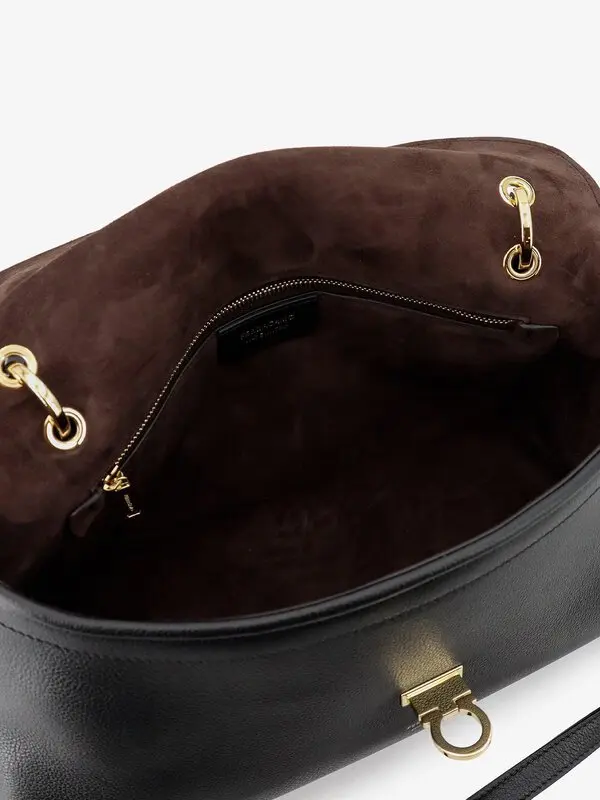 FERRAGAMO Leather Shoulder Bag With Gancini Detail - Multicolor