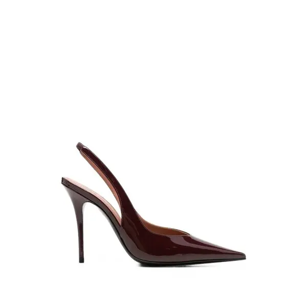 Amina Muaddi Patent Stiletto Slingback Shoes - Red