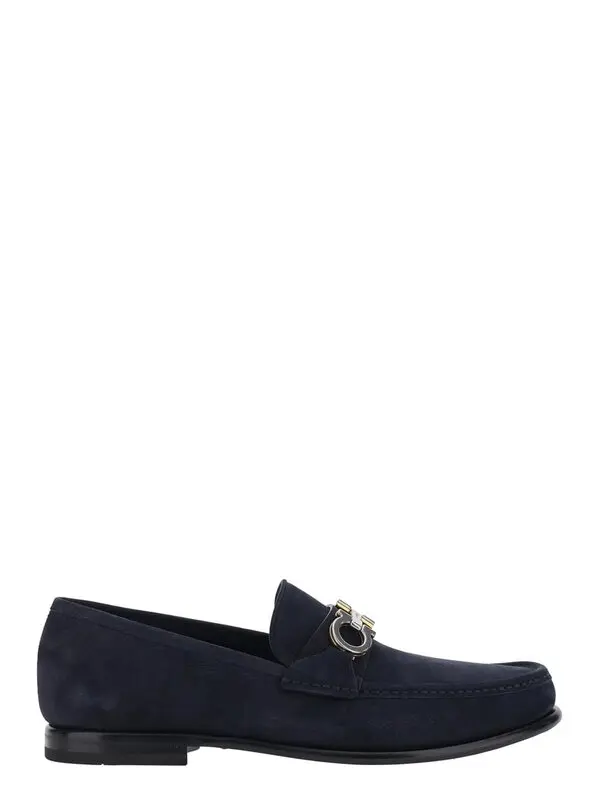 FERRAGAMO Avril' Blue Loafers With Gancini Plaque On The Front In Leather For - Multicolor
