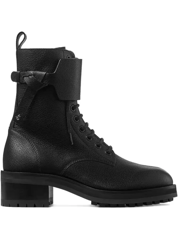JIMMY CHOO Rosabel Leather Lace-up Combat Boots - Black