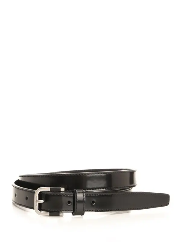 Saint Laurent Brushed Leather Belt - Black