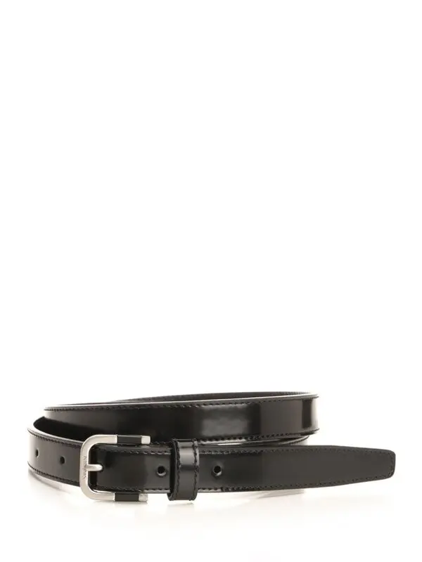 Saint Laurent Brushed Leather Belt - Black