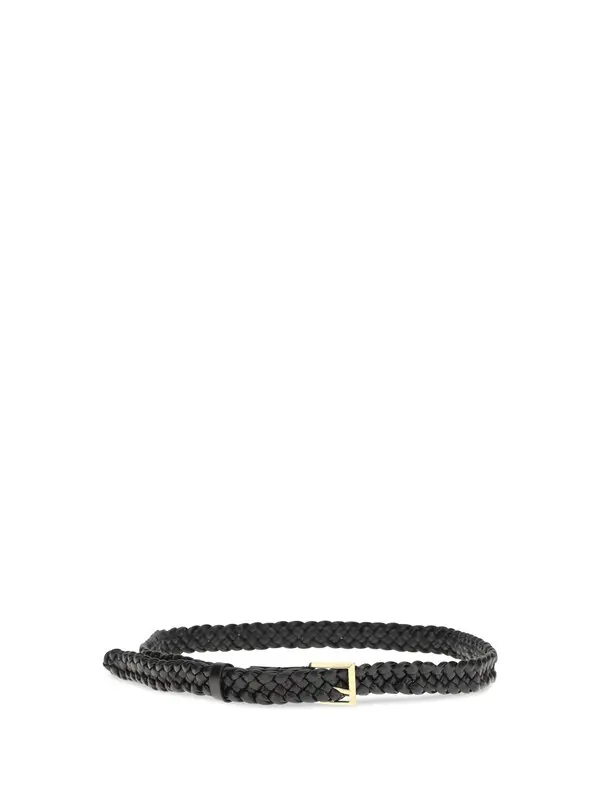 Bottega Veneta Solo Leather Belt - Black