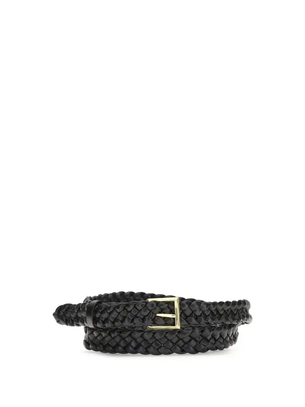 Bottega Veneta Solo Leather Belt - Black