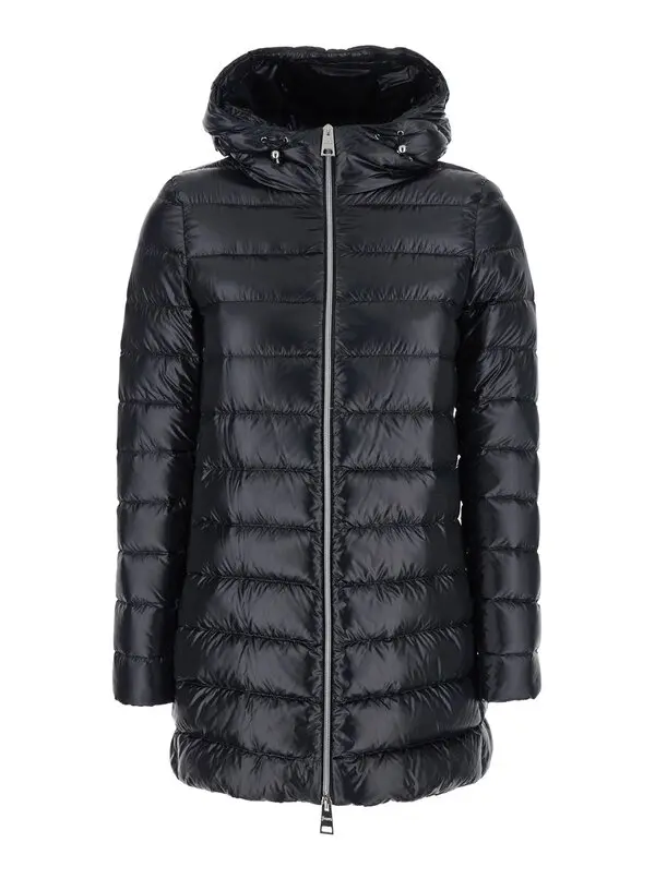 Herno Down Jacket With Fixed Hood And Zip Pockets In Tech Fabric For - Black