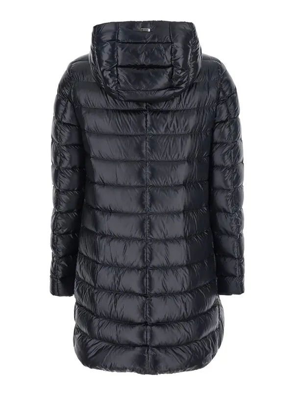 Herno Down Jacket With Fixed Hood And Zip Pockets In Tech Fabric For