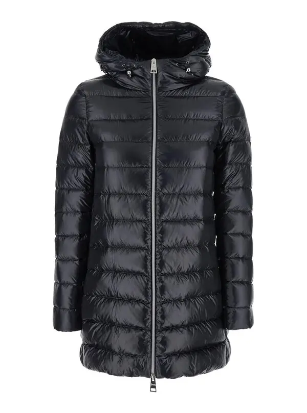 Herno Down Jacket With Fixed Hood And Zip Pockets In Tech Fabric For - Black