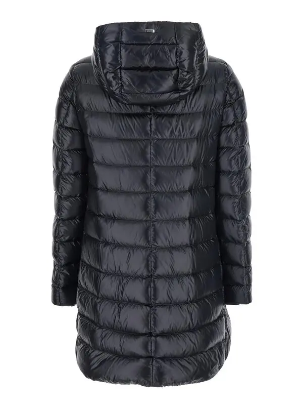 Herno Down Jacket With Fixed Hood And Zip Pockets In Tech Fabric For - Black