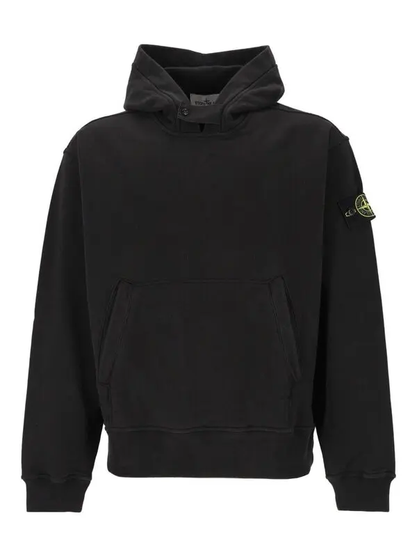 Stone Island Oversized Hooded Sweatshirt - Black