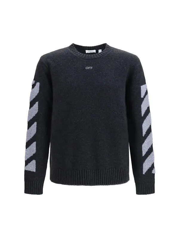 Off-White Diag Fuzzy Crewneck Sweater - Black