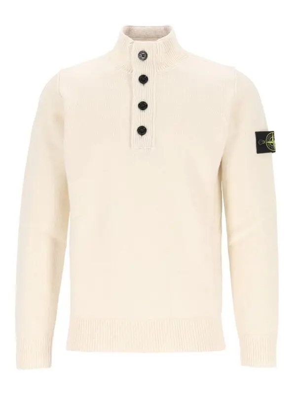 Stone Island Short Zip Sweater - White