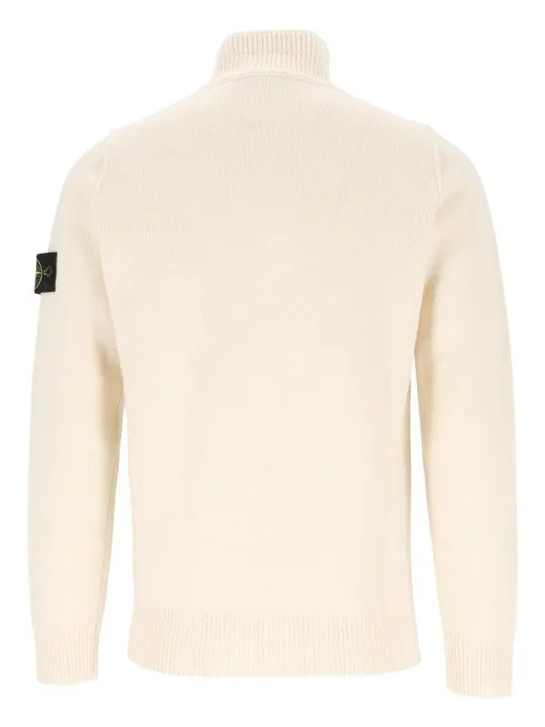 Stone Island Short Zip Sweater - White