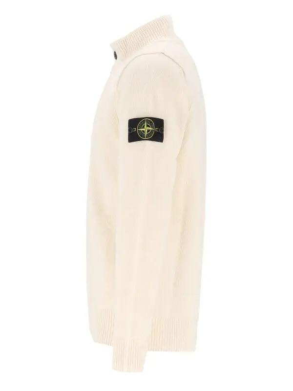 Stone Island Short Zip Sweater - White