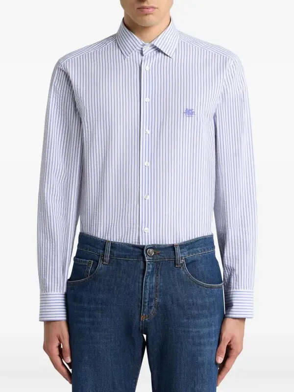 Etro Striped Cotton Seersucker Shirt