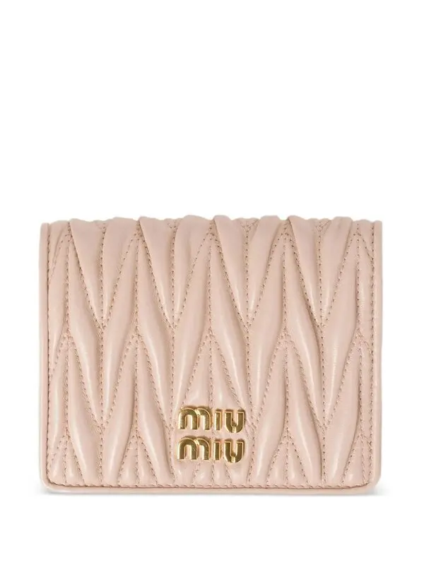 Miu Miu Small Matelassé Nappa Leather Wallet With Snap Closure