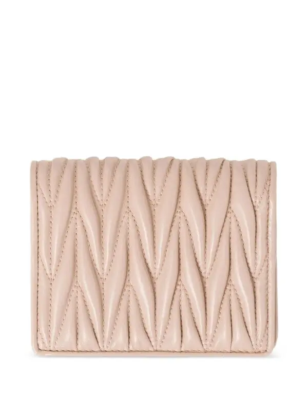 Miu Miu Small Matelassé Nappa Leather Wallet With Snap Closure