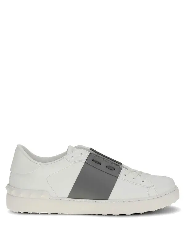 Valentino Garavani Leather Sneakers With Contrast Band - White