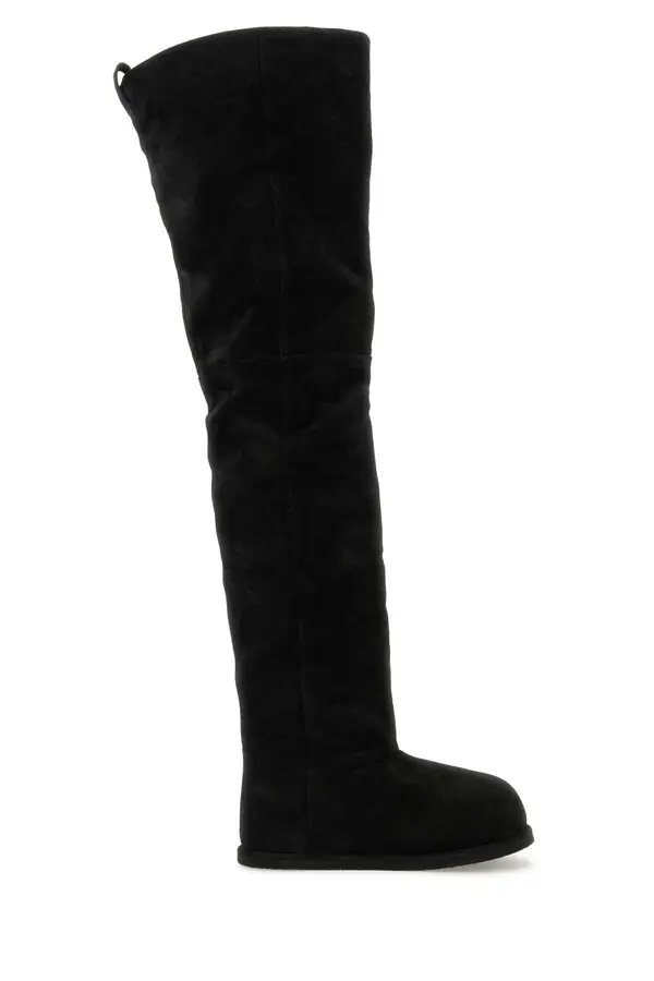 Amina Muaddi Suede Heidi Over-the-knee Boots - Black