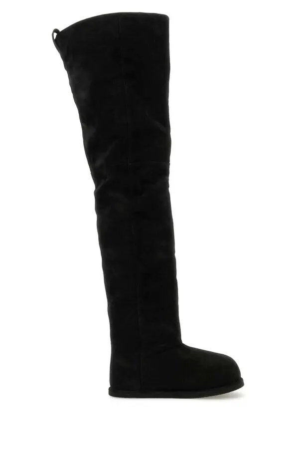 Amina Muaddi Suede Heidi Boots - Black