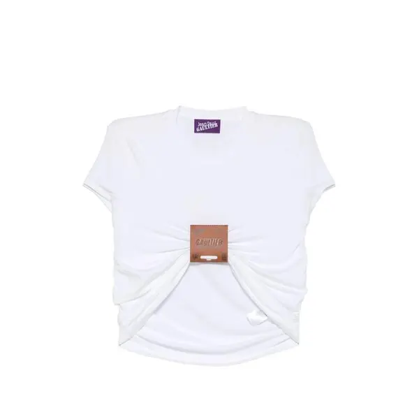 JEAN PAUL GAULTIER Jersey Ruched Short Sleeve Top - White