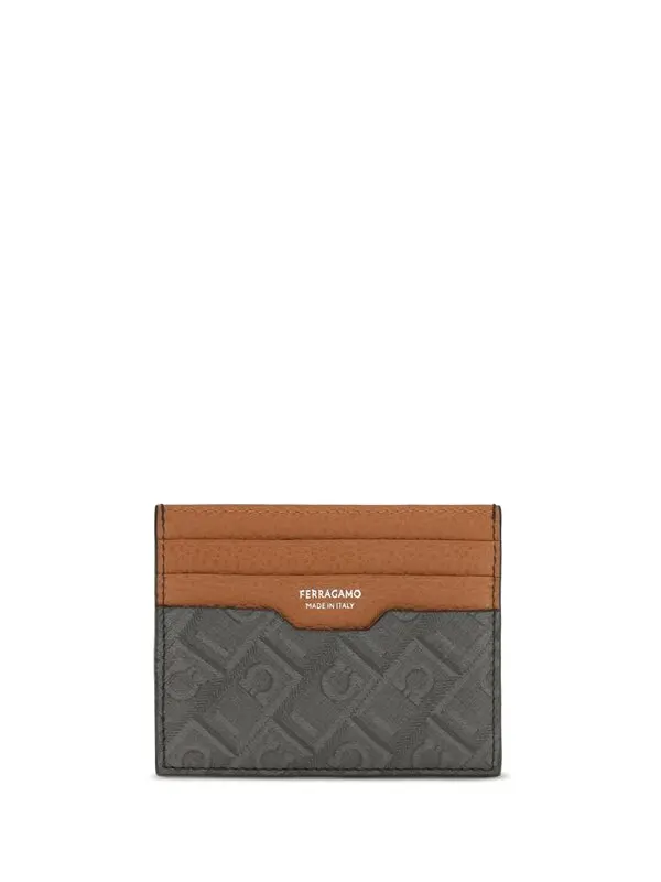 FERRAGAMO Monogram Leather Cardholder - Brown