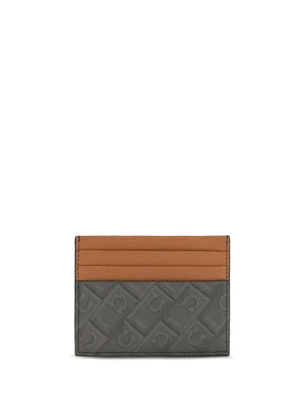 FERRAGAMO Monogram Leather Cardholder - Brown