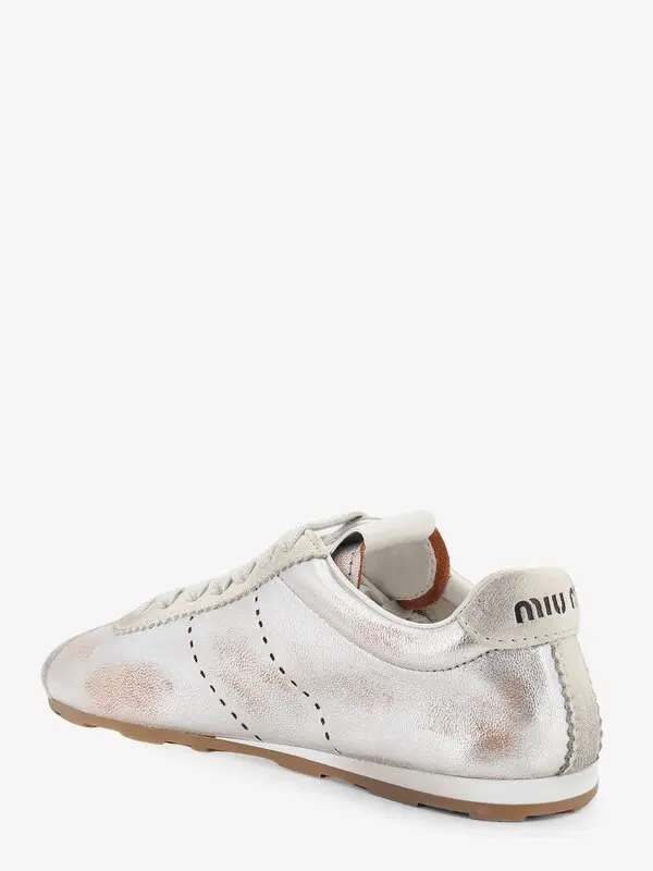 Miu Miu Plume Vintage Silver Leather Sneakers