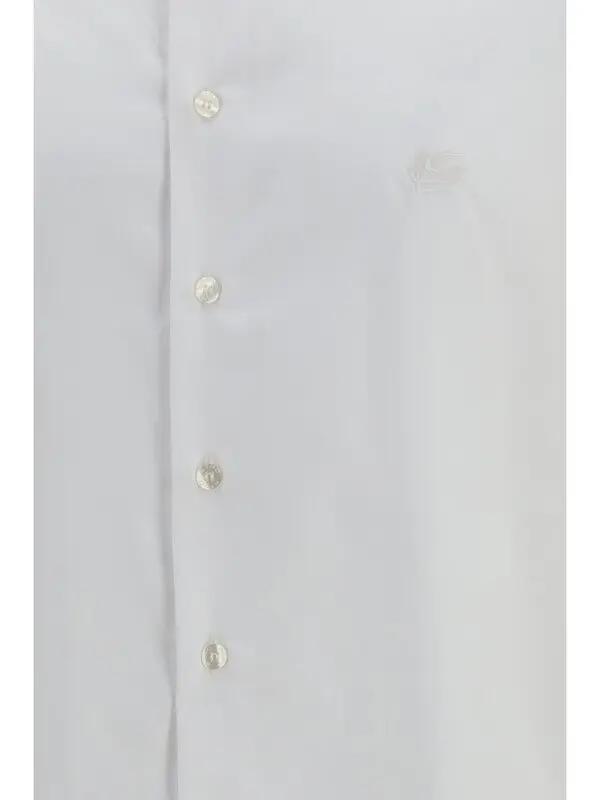 Etro Roma Cotton Shirt With Pegaso Logo - White