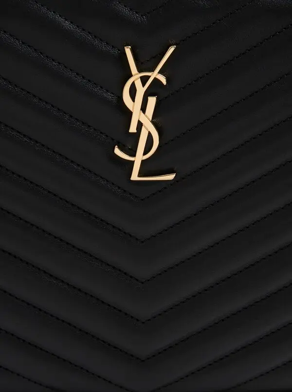 Saint Laurent Handbag 'monogram' In Black Chevron Leather - Multicolor
