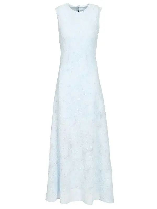 ROTATE BY BIRGER CHRISTENSEN Jacquard Floral Sleeveless Long Dress - Blue