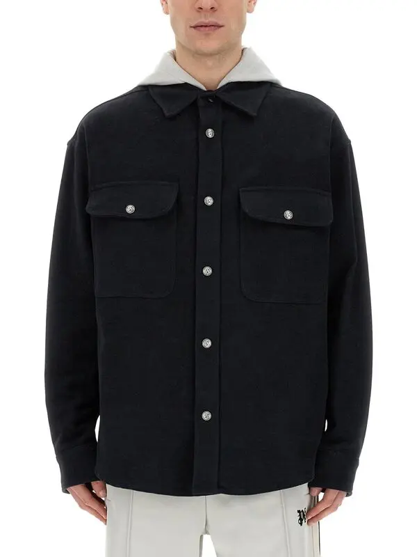 Palm Angels Shirt-jacket With Monogram - Black