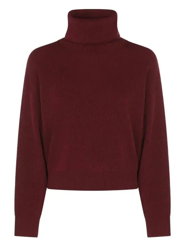 Brunello Cucinelli Cashmere Blend English Ribbed Turtleneck Sweater - Red