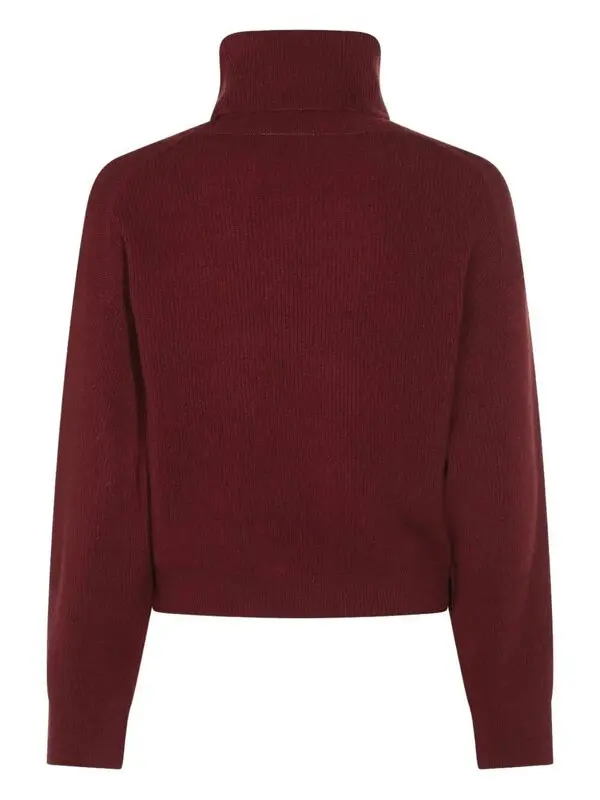 Brunello Cucinelli Cashmere Blend English Ribbed Turtleneck Sweater - Red