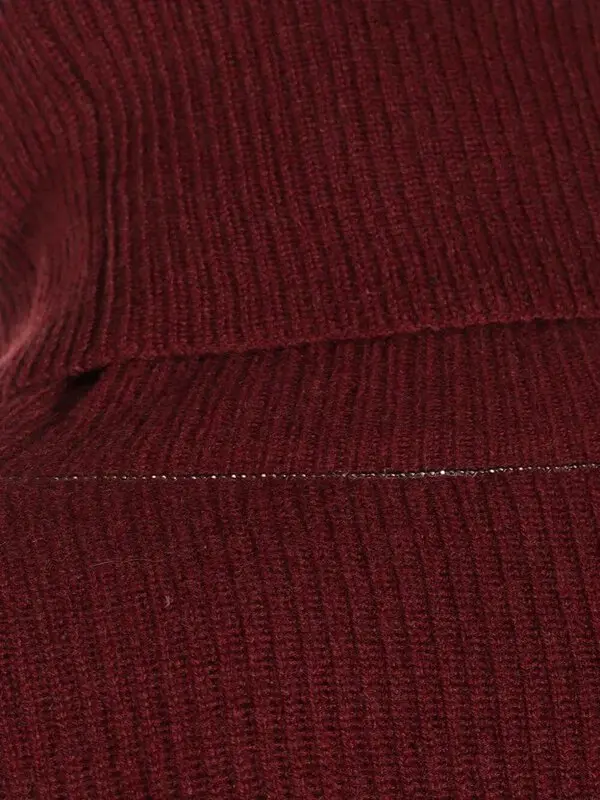 Brunello Cucinelli Cashmere Blend English Ribbed Turtleneck Sweater - Red