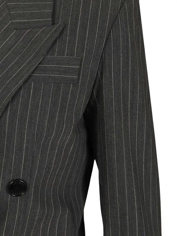 Isabel Marant Étoile Double-breasted Pinstriped Blazer - Gray