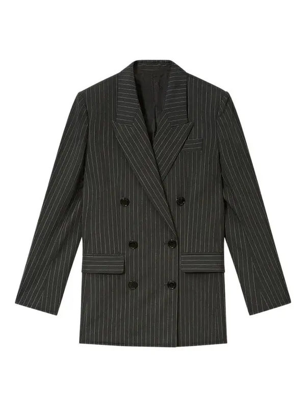 Isabel Marant Étoile Double-breasted Pinstriped Blazer - Gray