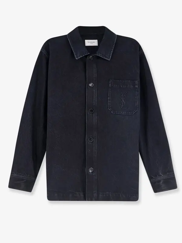 Saint Laurent Cassandre Black Denim Overshirt
