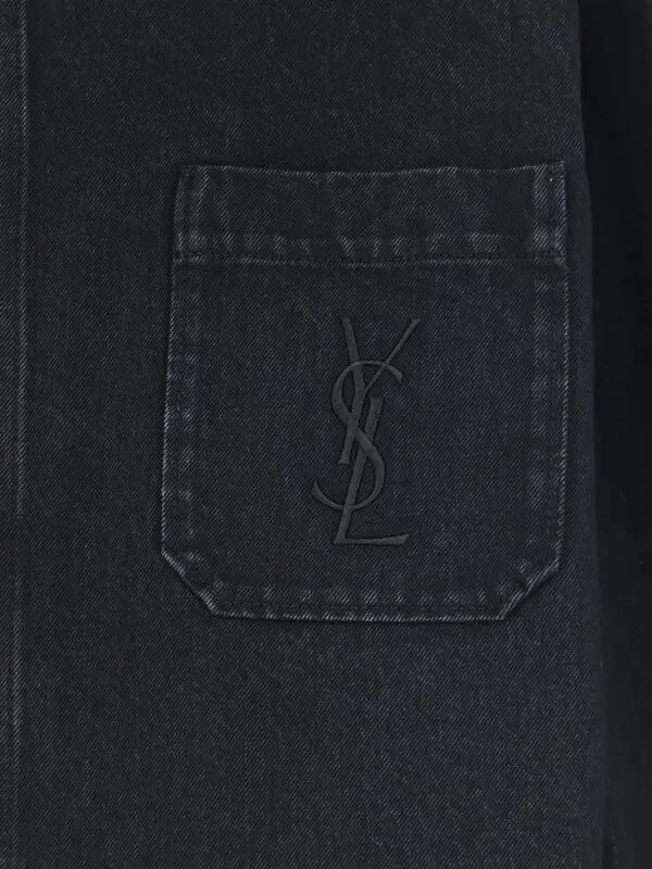 Saint Laurent Cassandre Black Denim Overshirt