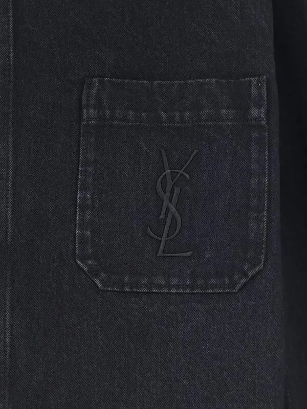 Saint Laurent Cassandre Black Denim Overshirt - Multicolor