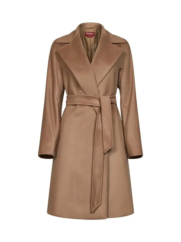 Max Mara Camel Mstdravenna Belted Wrap Coat