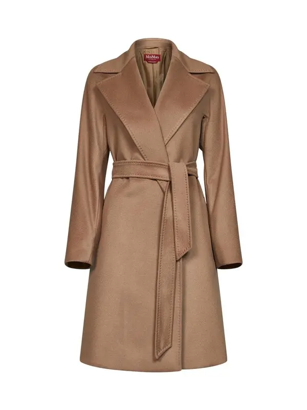 Max Mara Camel Mstdravenna Belted Wrap Coat - Multicolor