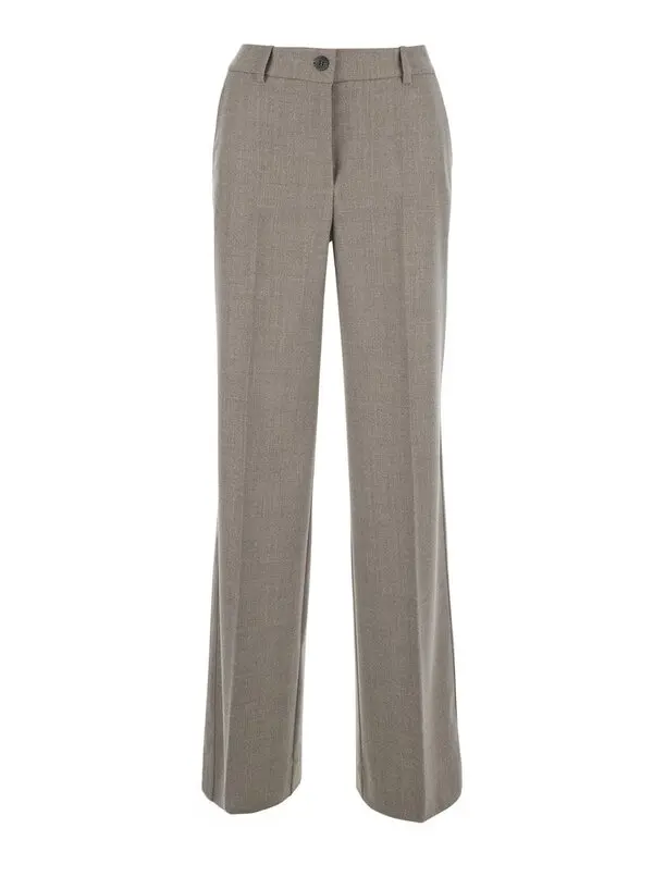 P.a.r.o.s.h Beige Pants With Belt Loops In Blend Wool For - Cream