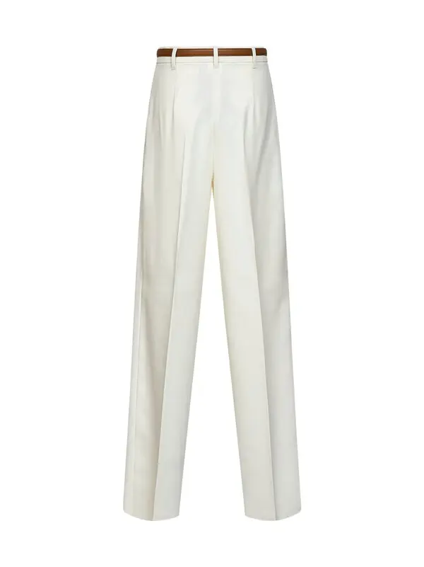 Max Mara Ivory White Mstadunco Fluid Belted Trousers